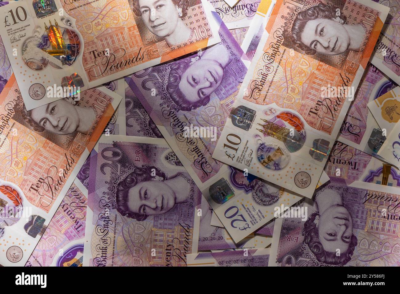 British currency - close up of the new 2016 polymer five pound note ...