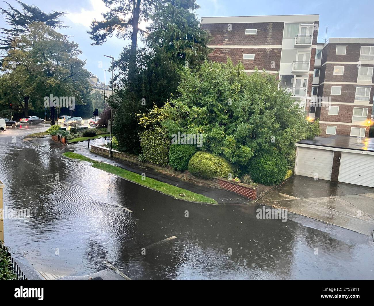 Flooding in Cheltenham, Gloucestershire, near Lansdown Road after a ...