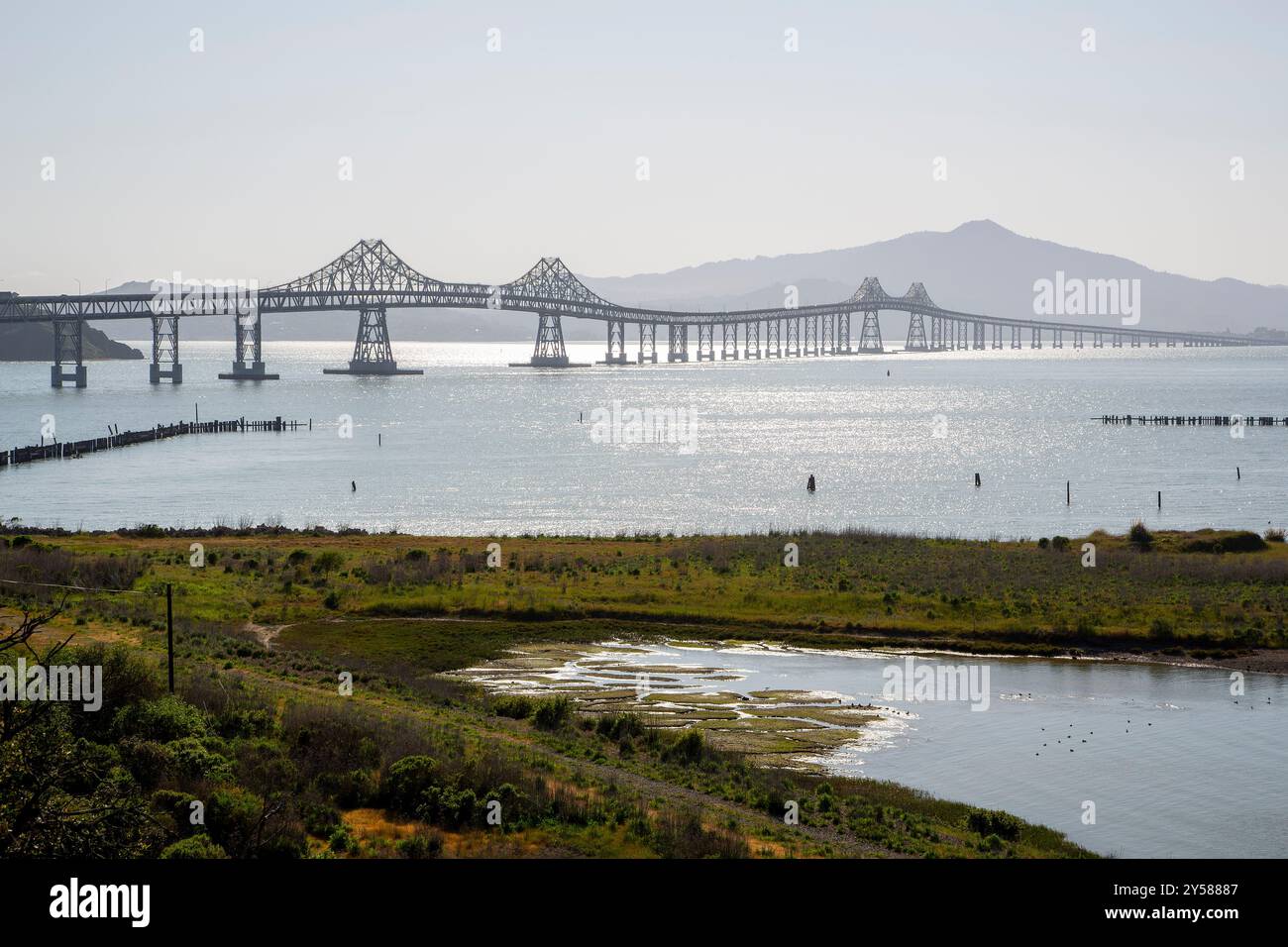 View of upper San Francisco Bay from Point Molate, Richmond, showing the Richmond-San Rafael ...