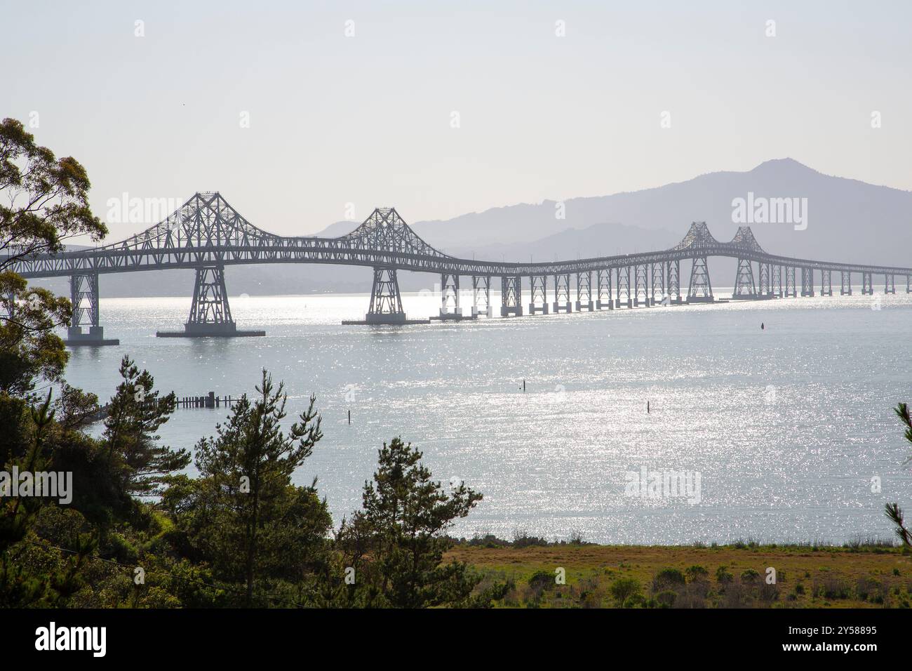 View of upper San Francisco Bay from Point Molate, Richmond, showing the Richmond-San Rafael ...