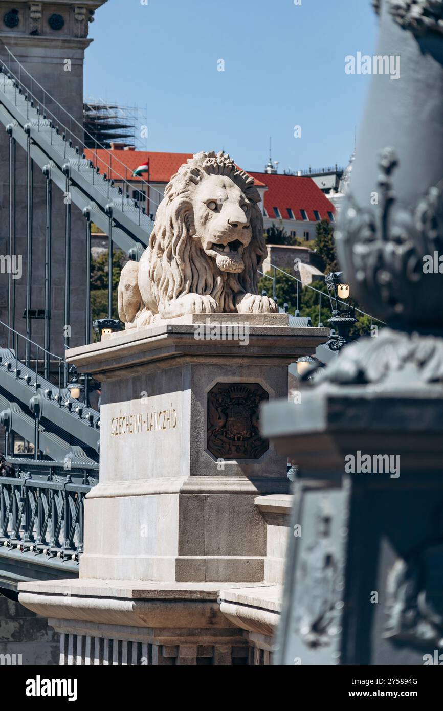Budapest, Hungary - August 10, 2024: The Szechenyi Chain Bridge, spans ...