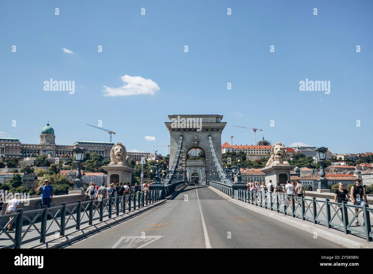 Budapest, Hungary - August 10, 2024: The Szechenyi Chain Bridge, spans ...