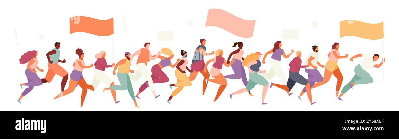 Large group of people with banners Stock Vector Images - Alamy