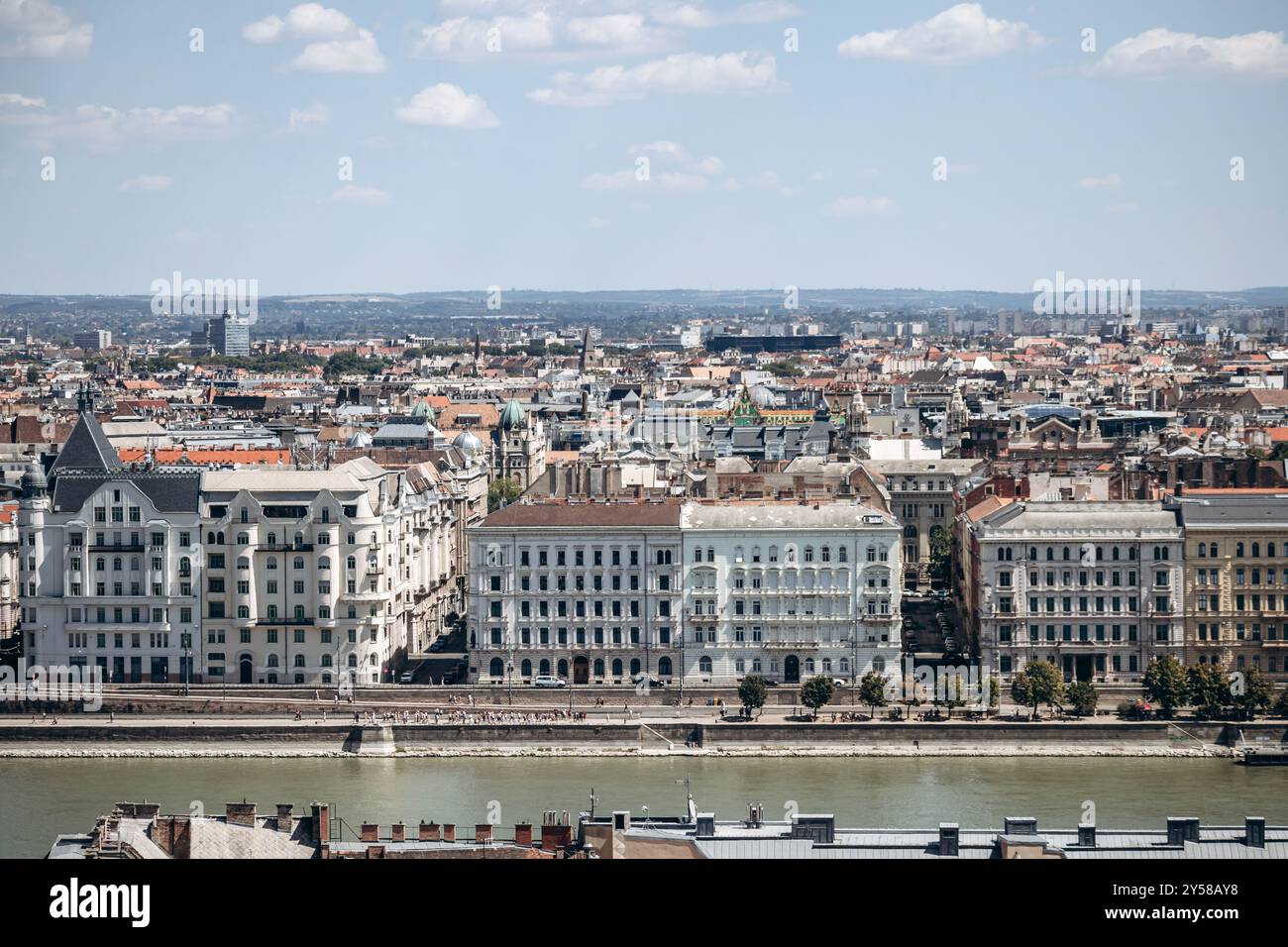View of Budapest city centre from a hill on the Buda side Stock Photo ...