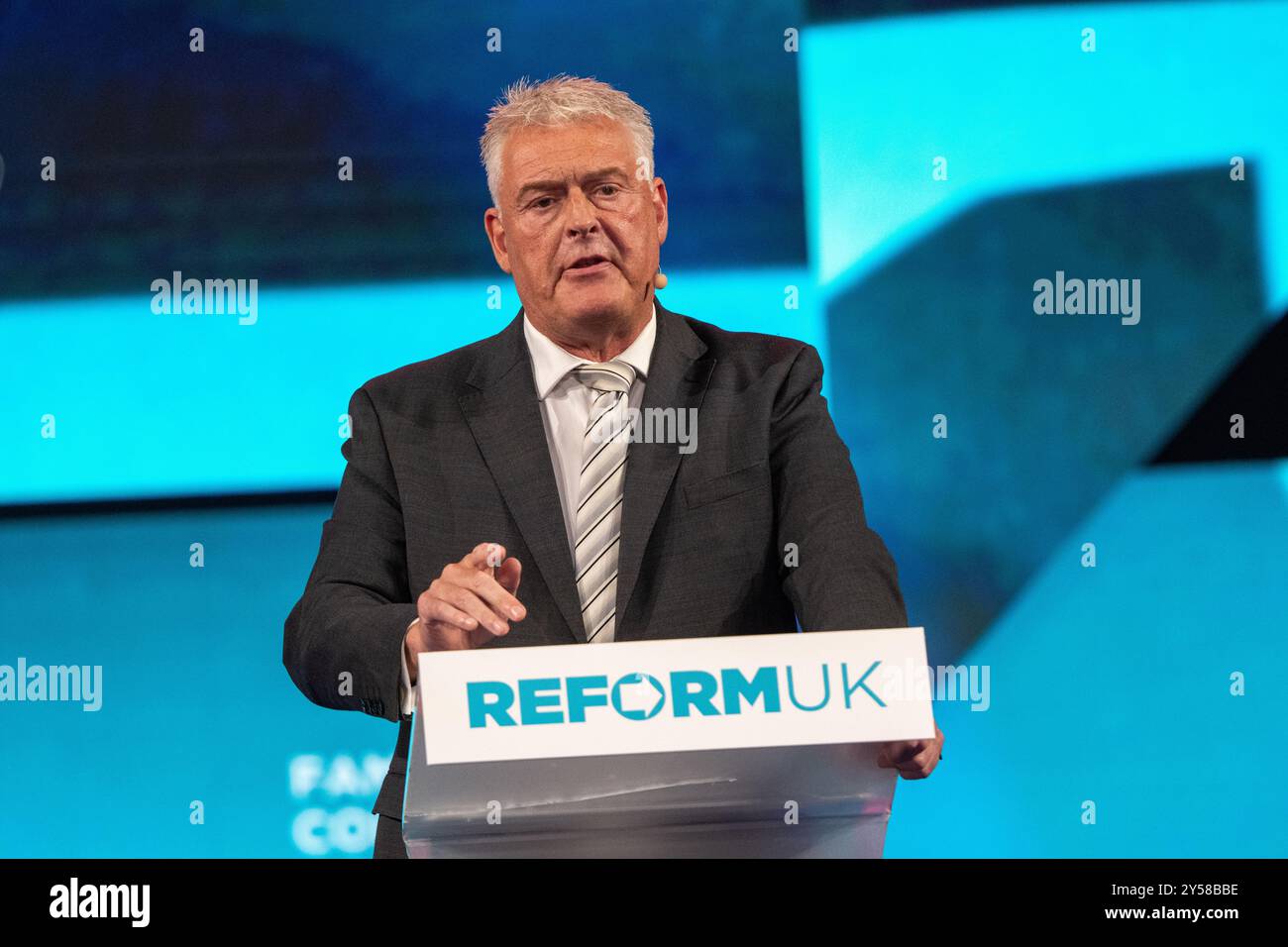 Birmingham, UK. 20th Sep, 2024. Lee Anderson MP speech where he gave a name check to comedian ...