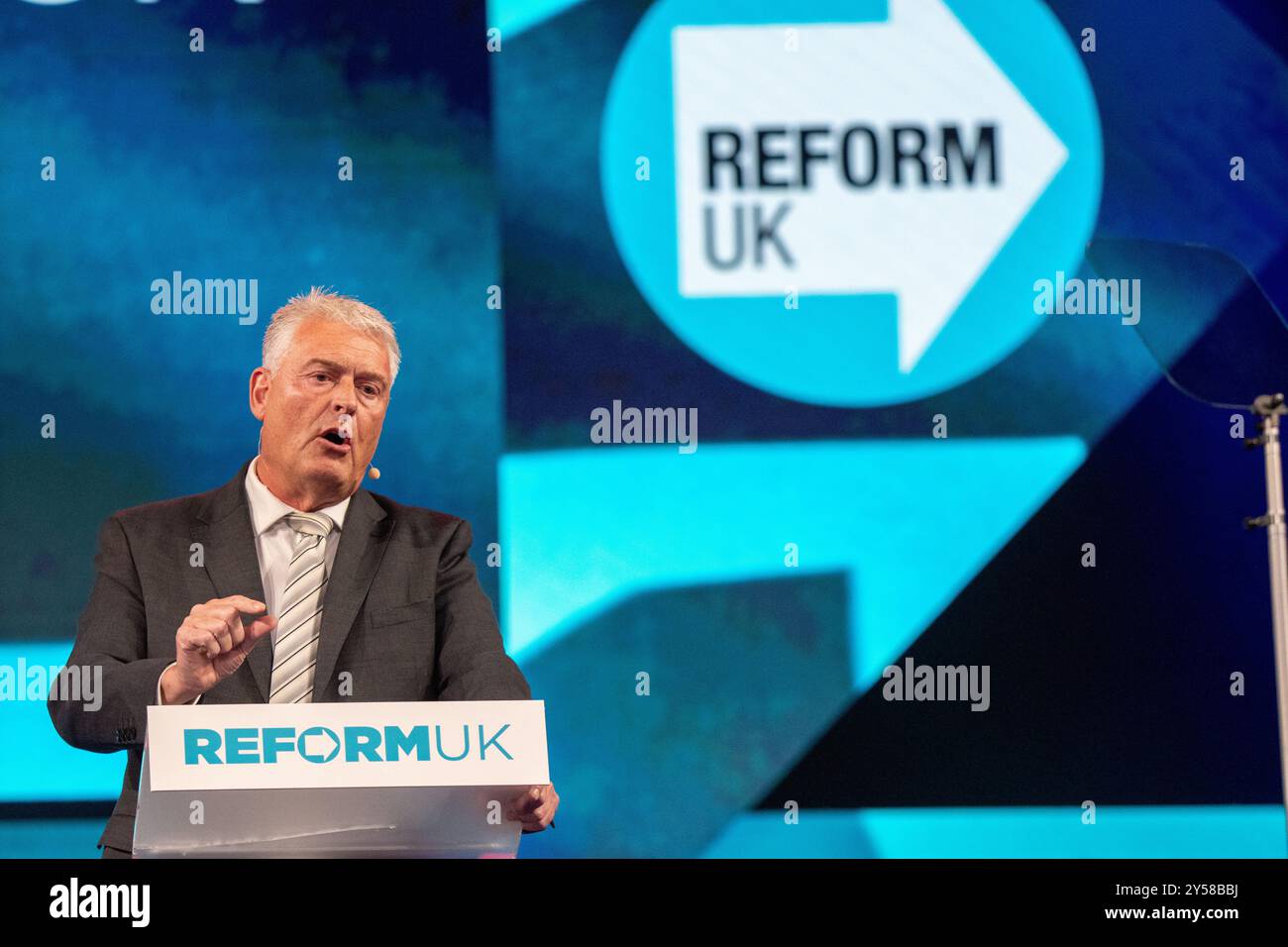 Birmingham, UK. 20th Sep, 2024. Lee Anderson MP speech where he gave a name check to comedian ...