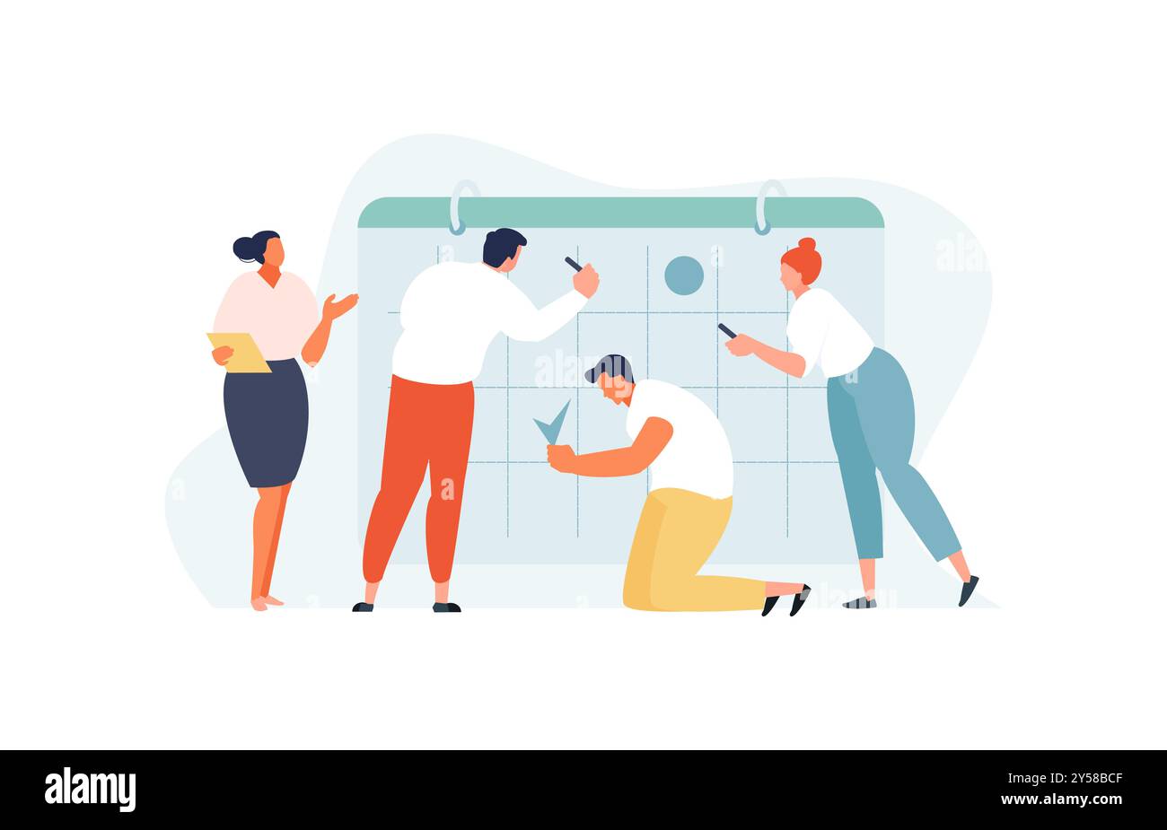 Business people team are planning work schedule. Vector illustration ... Business people team are planning work schedule. Vector illustration ...