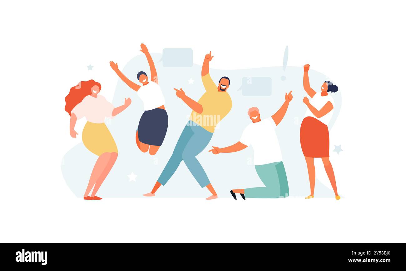 Excited woman dancing celebrating success Stock Vector Images - Alamy