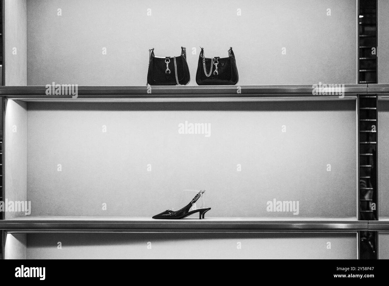 High brand bag store Black and White Stock Photos & Images - Alamy