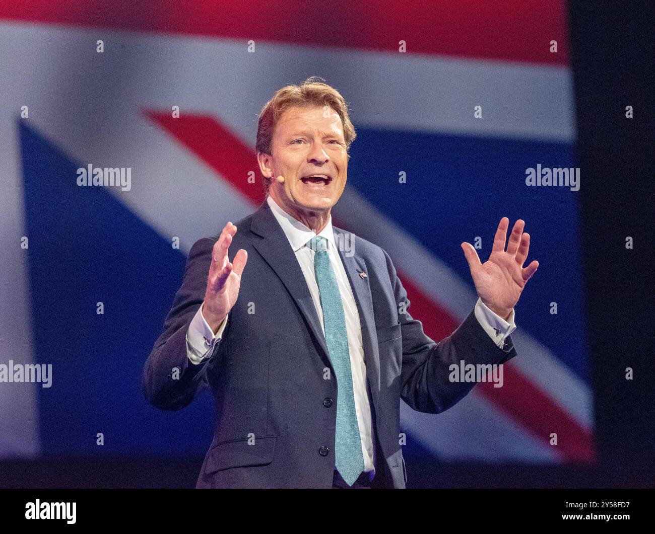 Birmingham, UK. 20th Sep, 2024. Richard Tice MP deputy leader of Reform ...