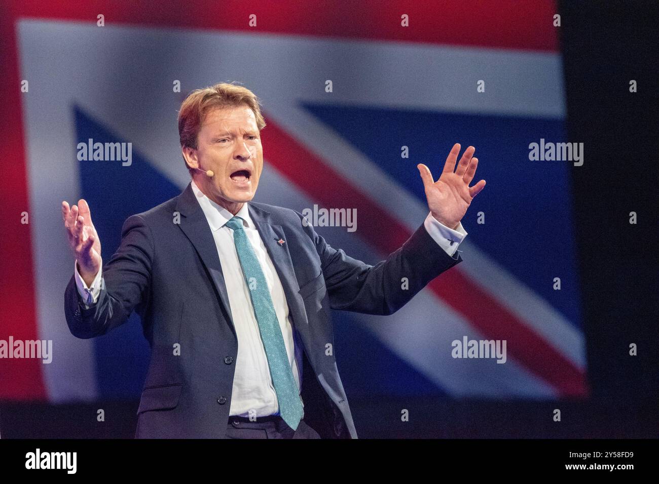 Birmingham, UK. 20th Sep, 2024. Richard Tice MP deputy leader of Reform ...