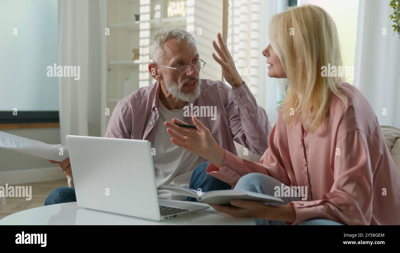 Frustrated old Caucasian couple adult senior woman mature angry man ...
