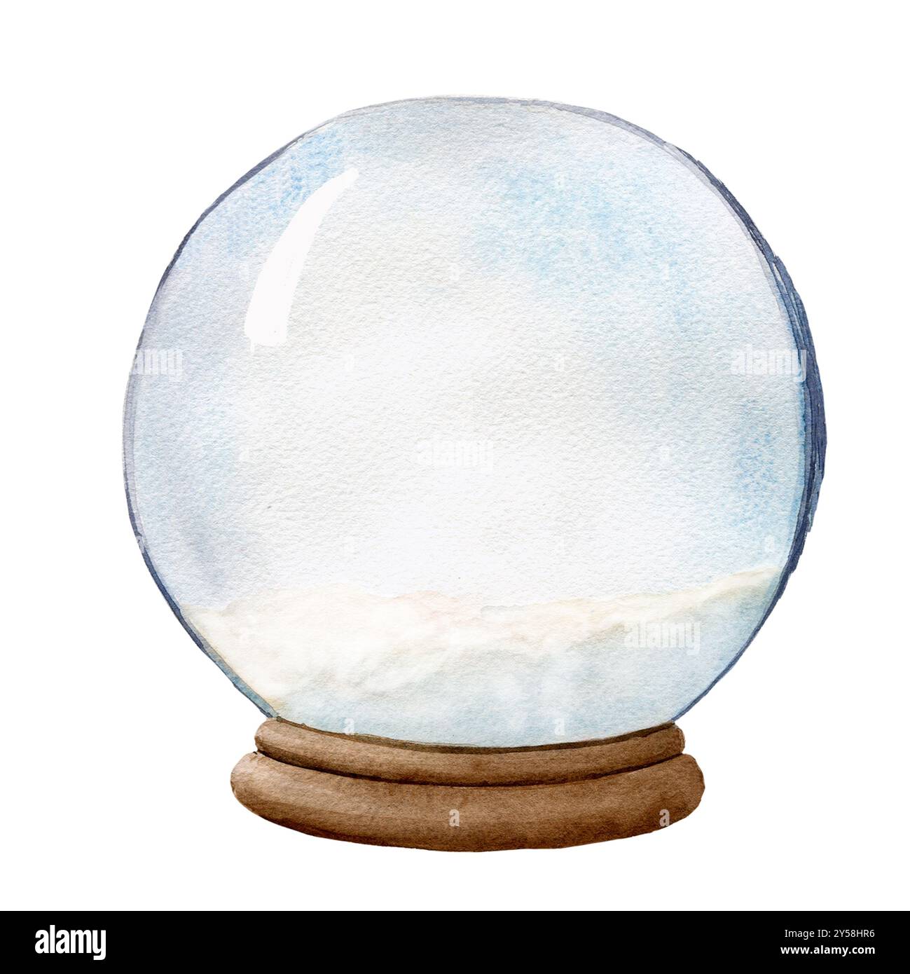 Empty Christmas snow globe. Watercolor painting on white background ...
