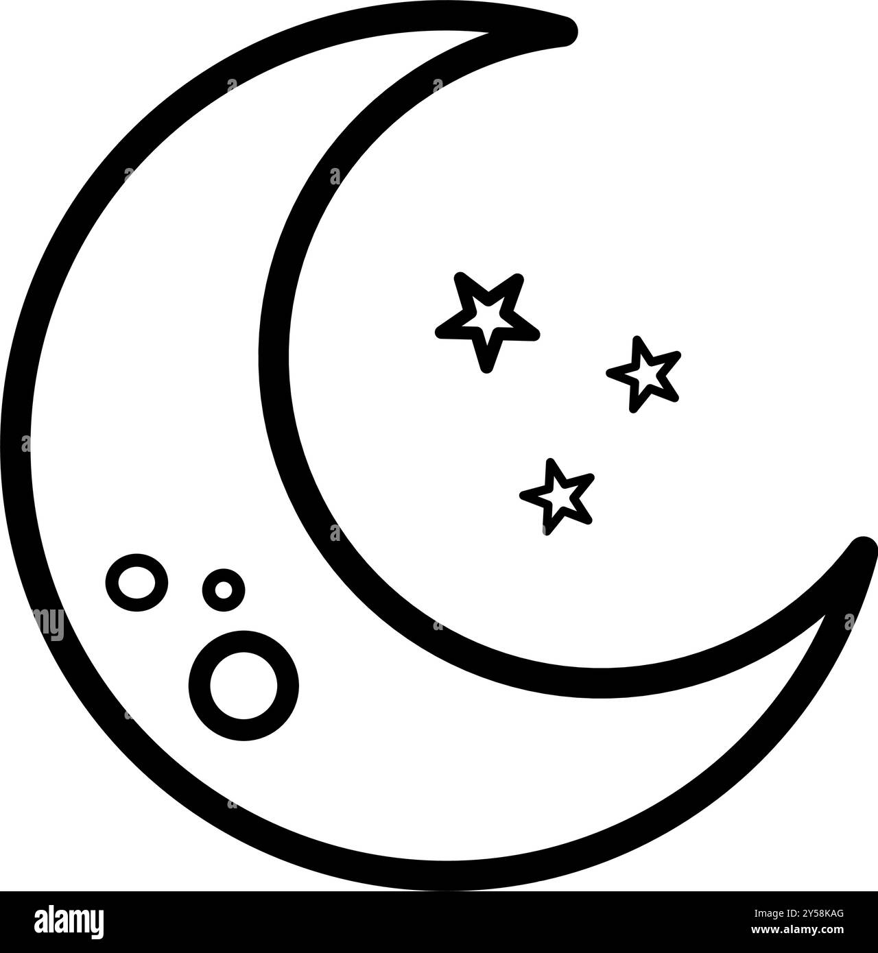 Moon with stars, night - vector icon Stock Vector Image & Art - Alamy
