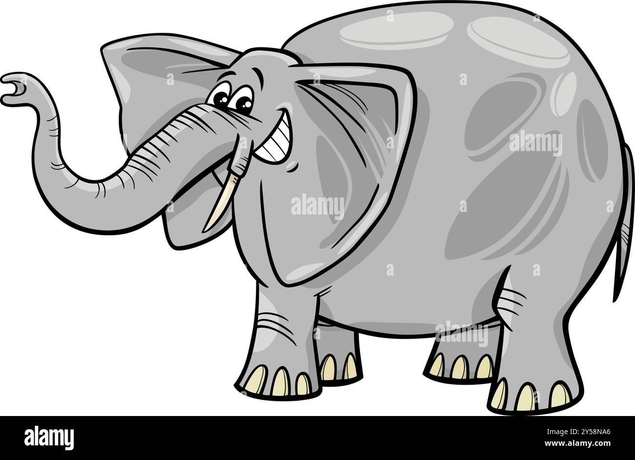 Cartoon illustration of funny elephant comic animal character Stock ...