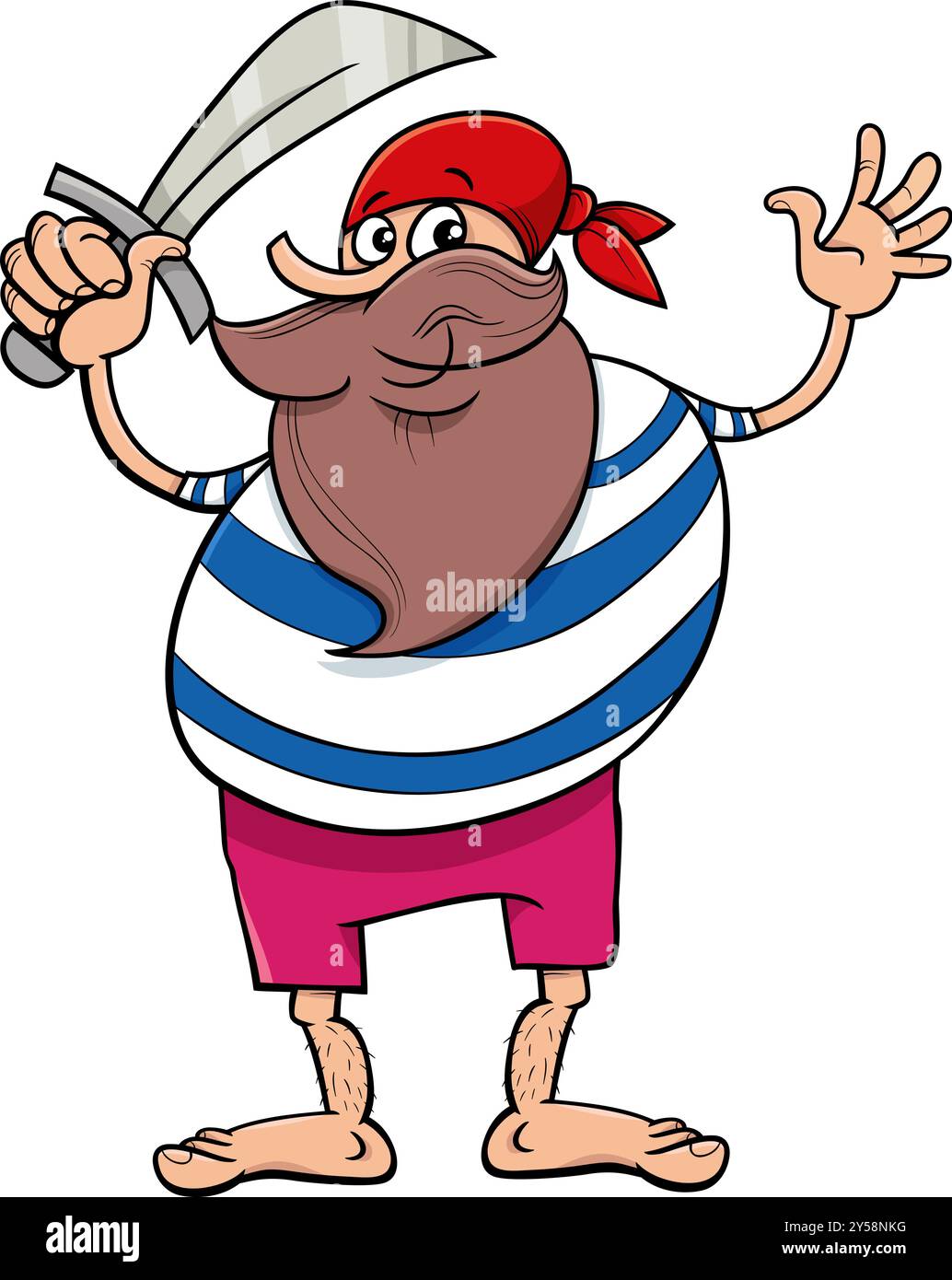 Cartoon illustration of funny pirate character with sword Stock Vector ...