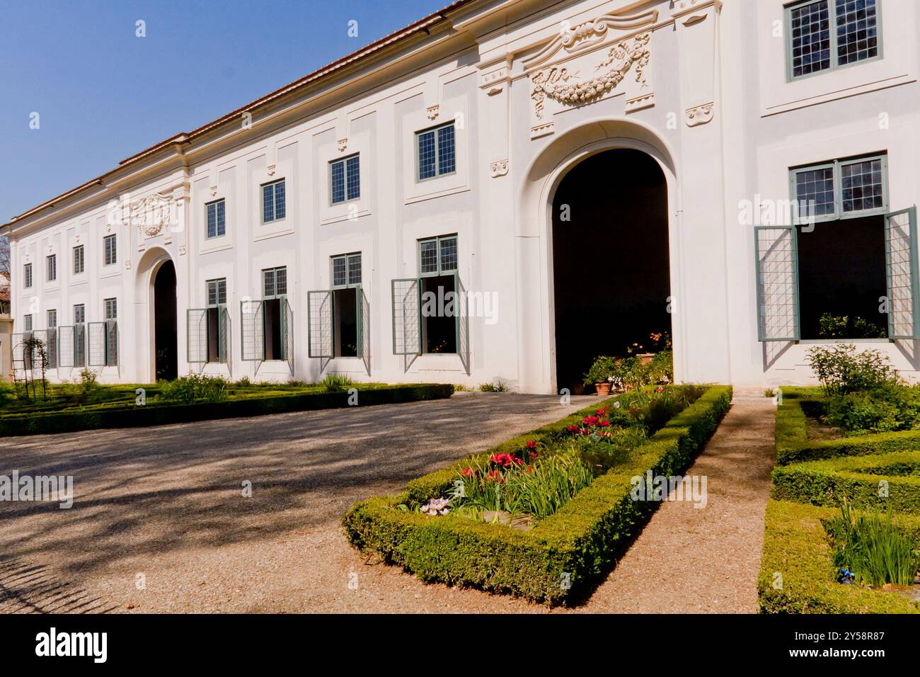View of the Boboli Amphitheatre and Uffizi Palace. Boboli gardens ...