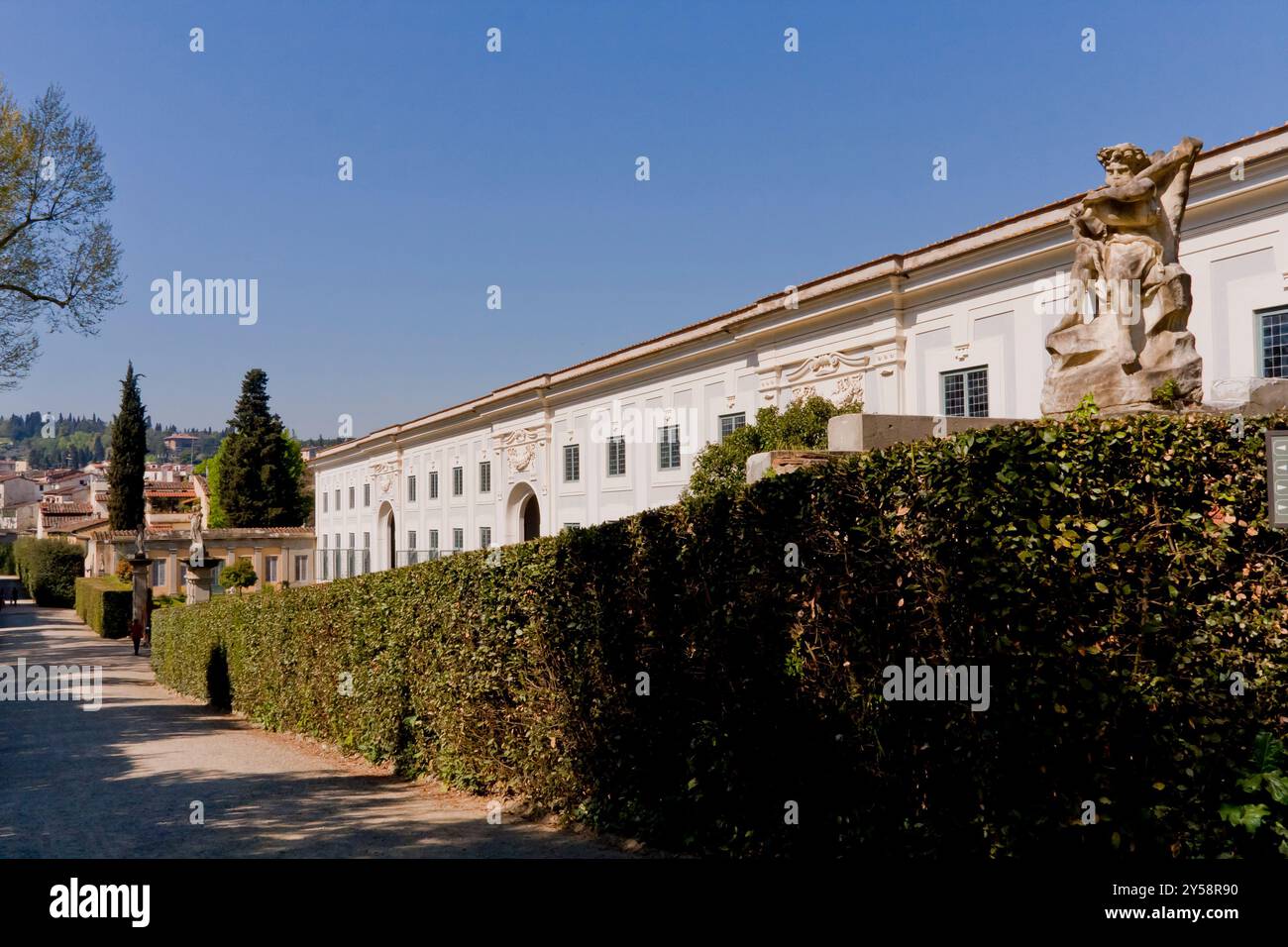 View of the Boboli Amphitheatre and Uffizi Palace. Boboli gardens ...