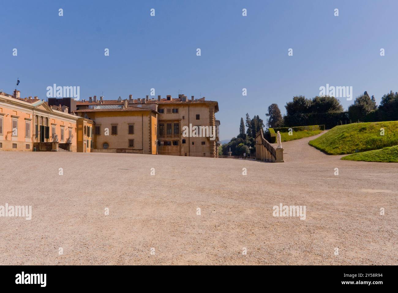 View of the Boboli Amphitheatre and Uffizi Palace. Boboli gardens ...