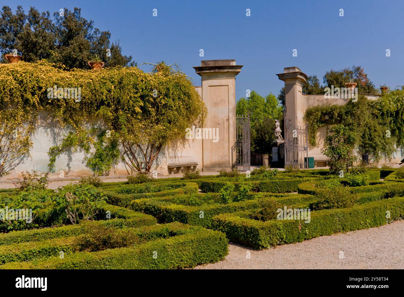 View of the Boboli Amphitheatre and Uffizi Palace. Boboli gardens ...