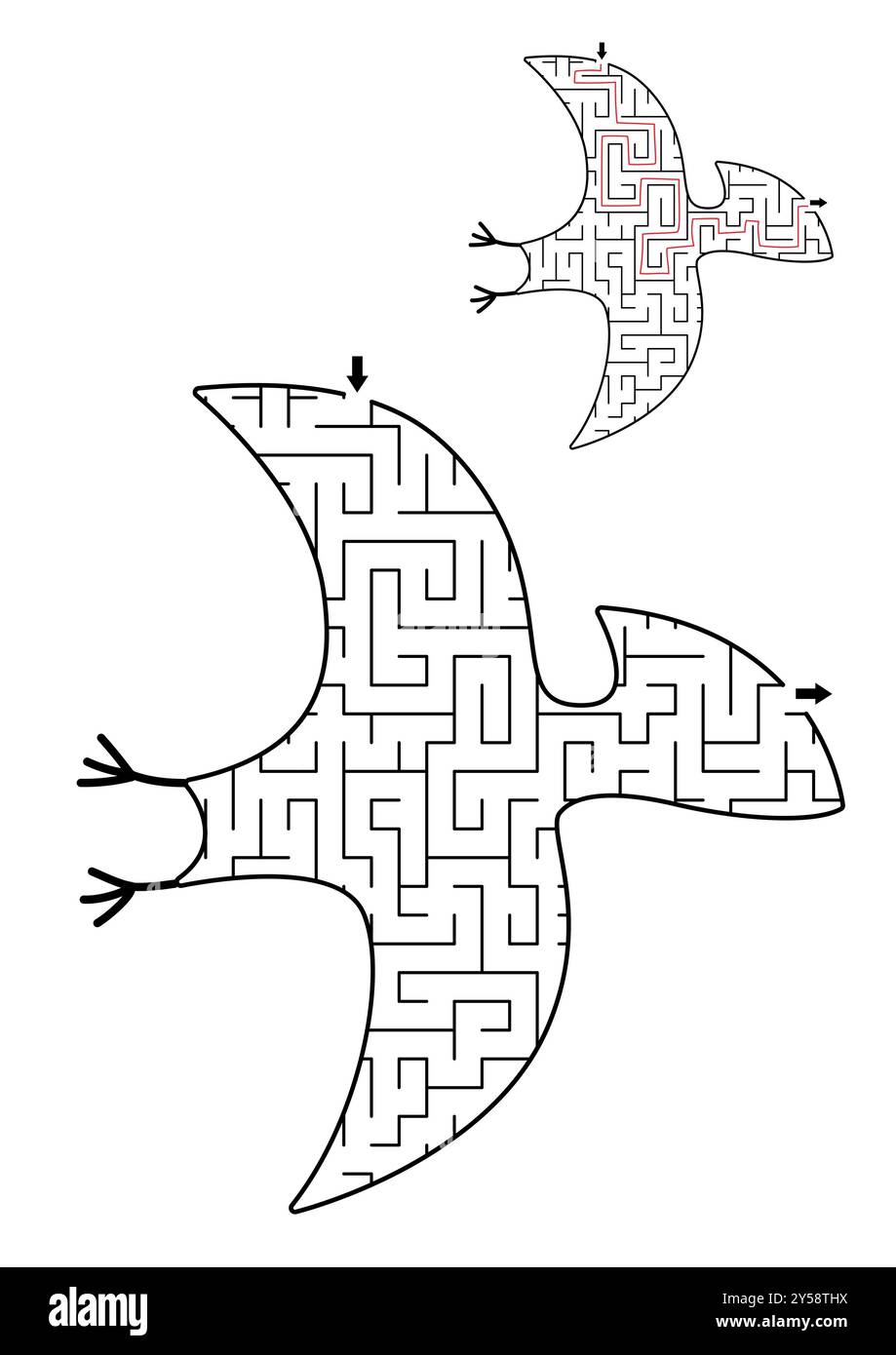 Dinosaur geometrical maze with for kids. Preschool printable activity ...