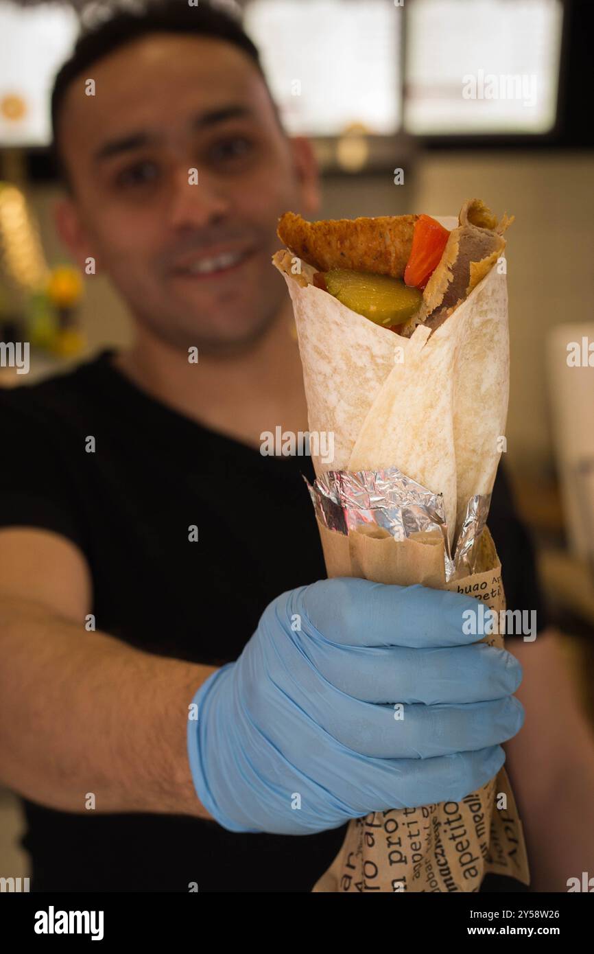 Rollo kebab and tortilla kebab Stock Photo - Alamy