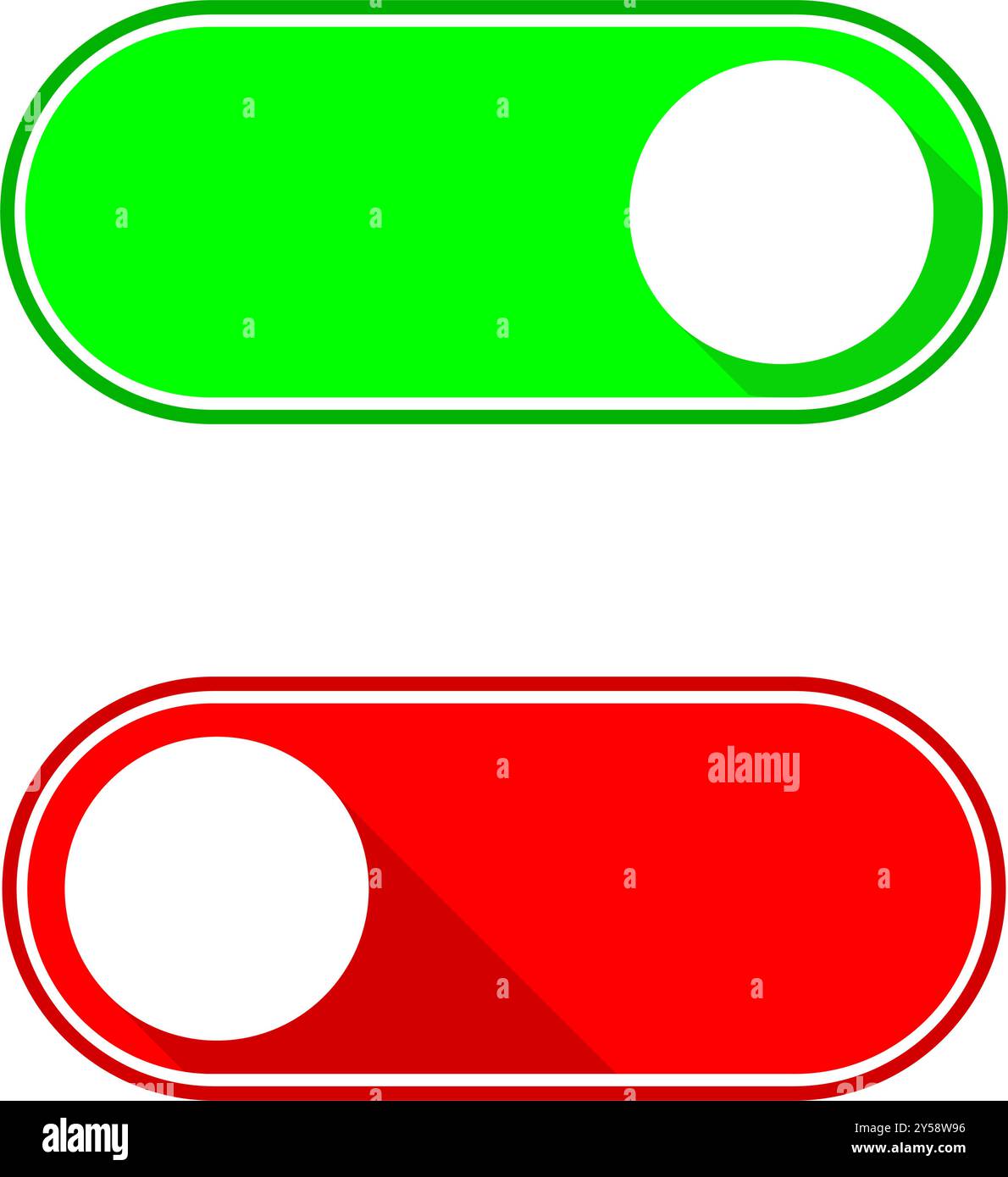 Green On and Red Off toggle switch buttons icon symbol. Flat vector ...