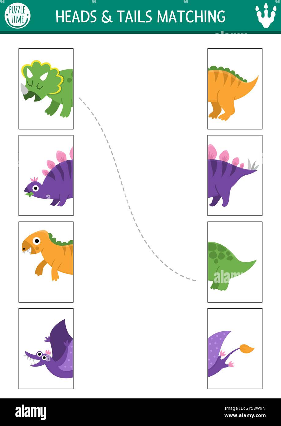 Dinosaur connect the halves worksheet. Prehistoric dino land matching ...