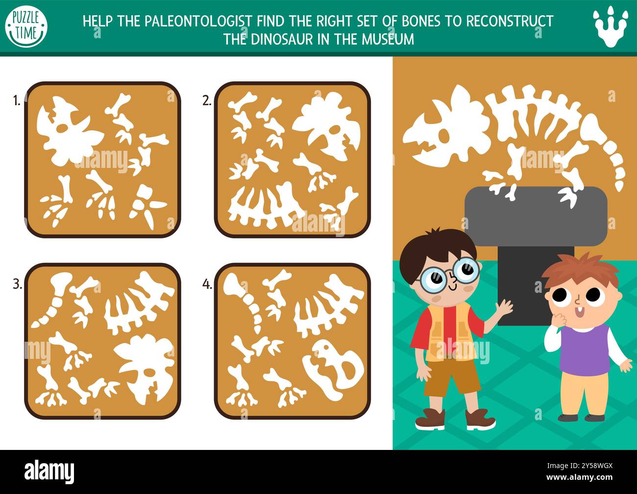 Dinosaur matching and logical activity with set of bones and ...