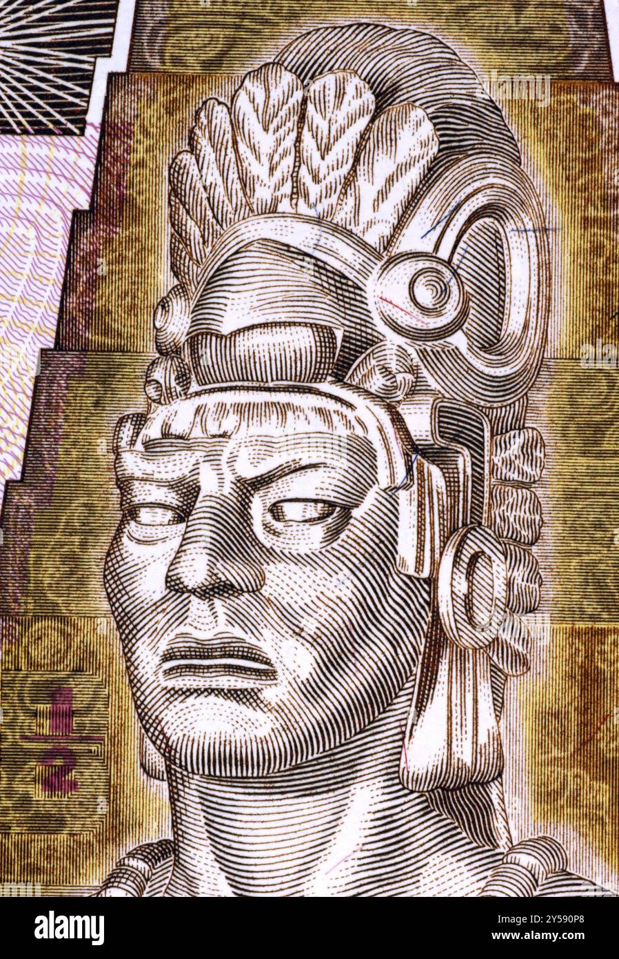 Tecun Uman (1500-1524) on Half Quetzal 1998 Banknote from Guatemala ...