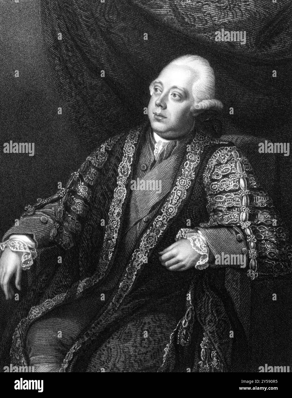 Frederick North, Lord North (1732-1792) on engraving from 1832. Prime ...