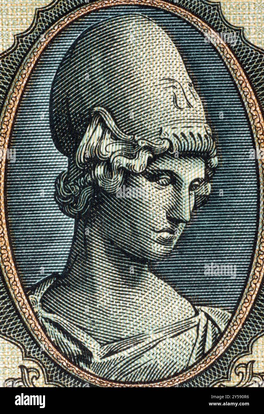Goddess Athena on 5000 Drachmai 1943 Banknote from Greece. The goddess ...