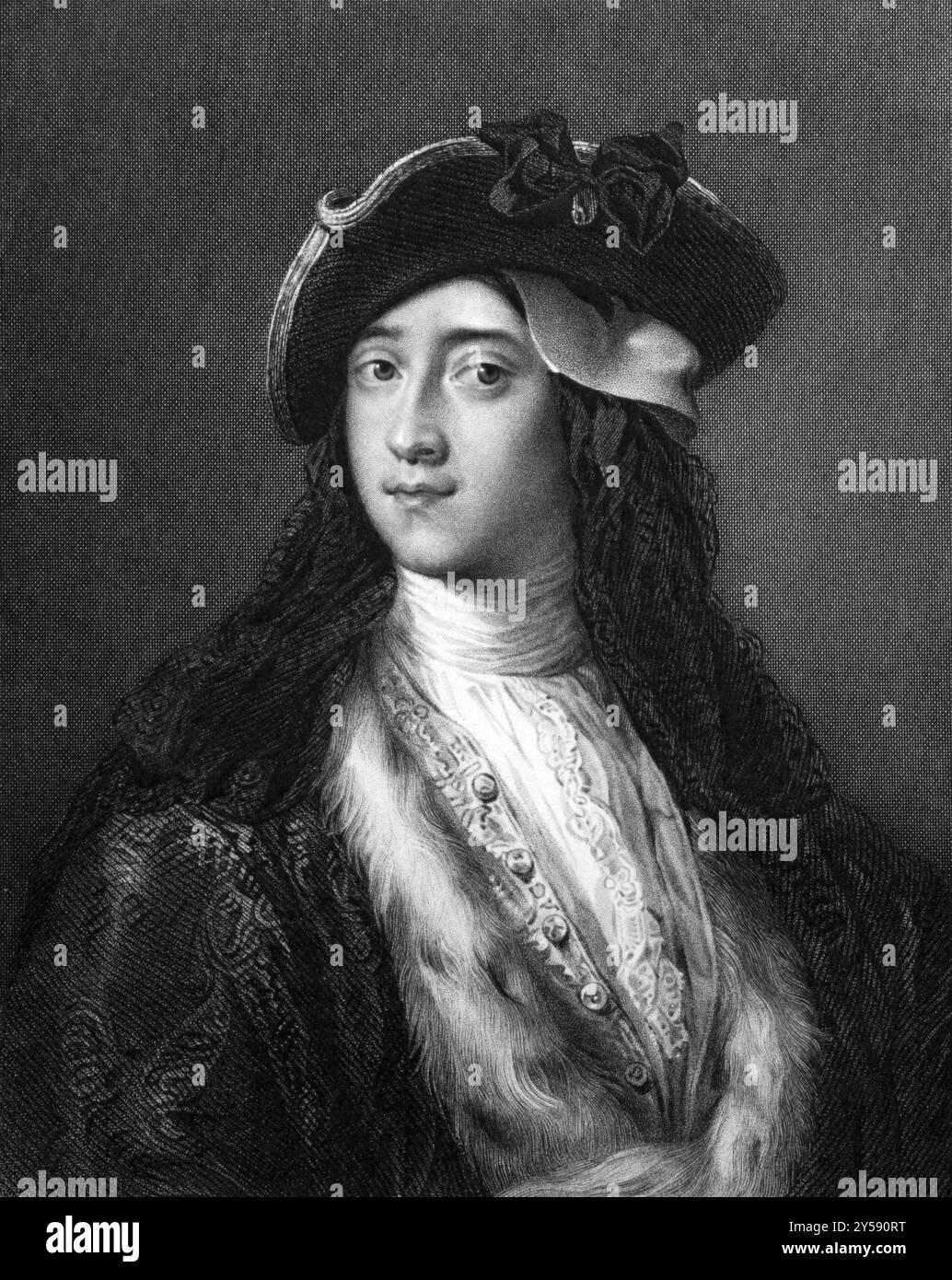 Horace Walpole (1717-1797) on engraving from 1834. Irish novelist ...