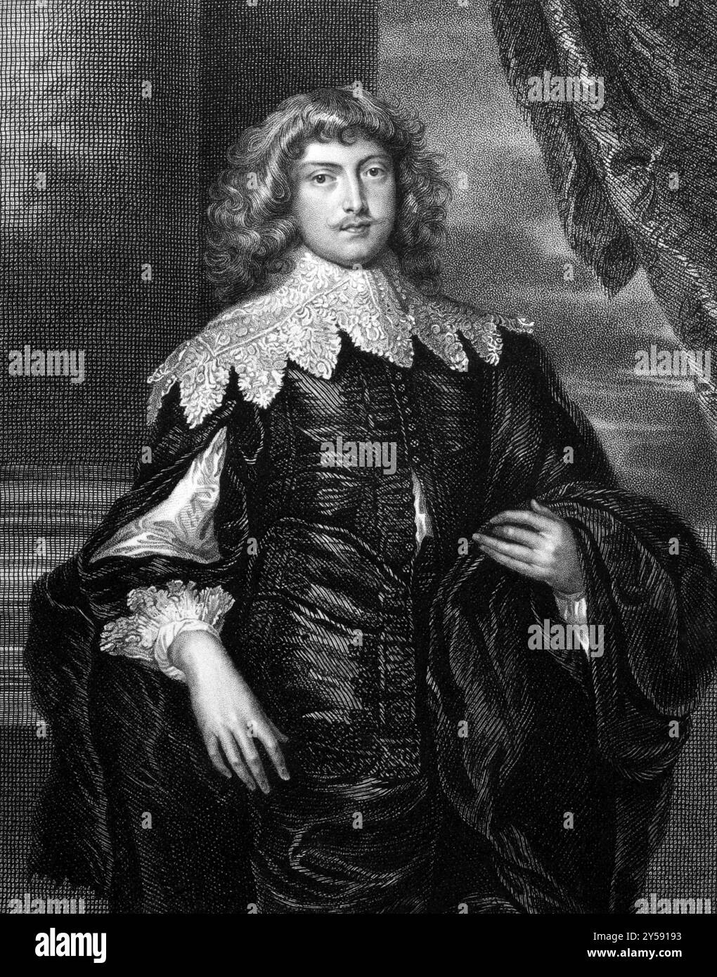 George Digby, 2nd Earl of Bristol (1612-1677) on engraving from 1830 ...