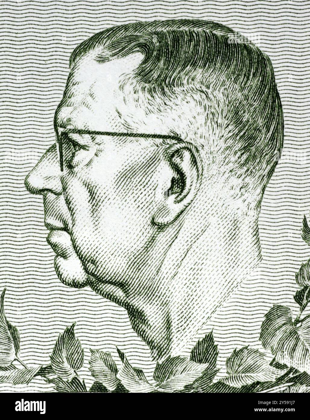 Gustaf VI Adolf of Sweden (1882-1973) on 10 Kronor 1980 Banknote from ...