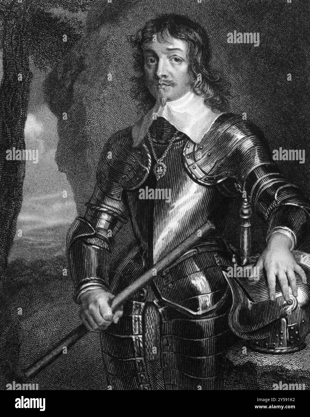 James Hamilton, 1st Duke of Hamilton (1606-1649) on engraving from 1829 ...