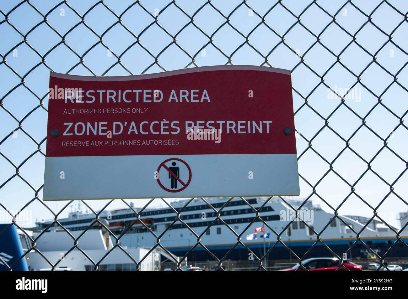 Restricted area sign at the Marine Atlantic Terminal in Argentia ...