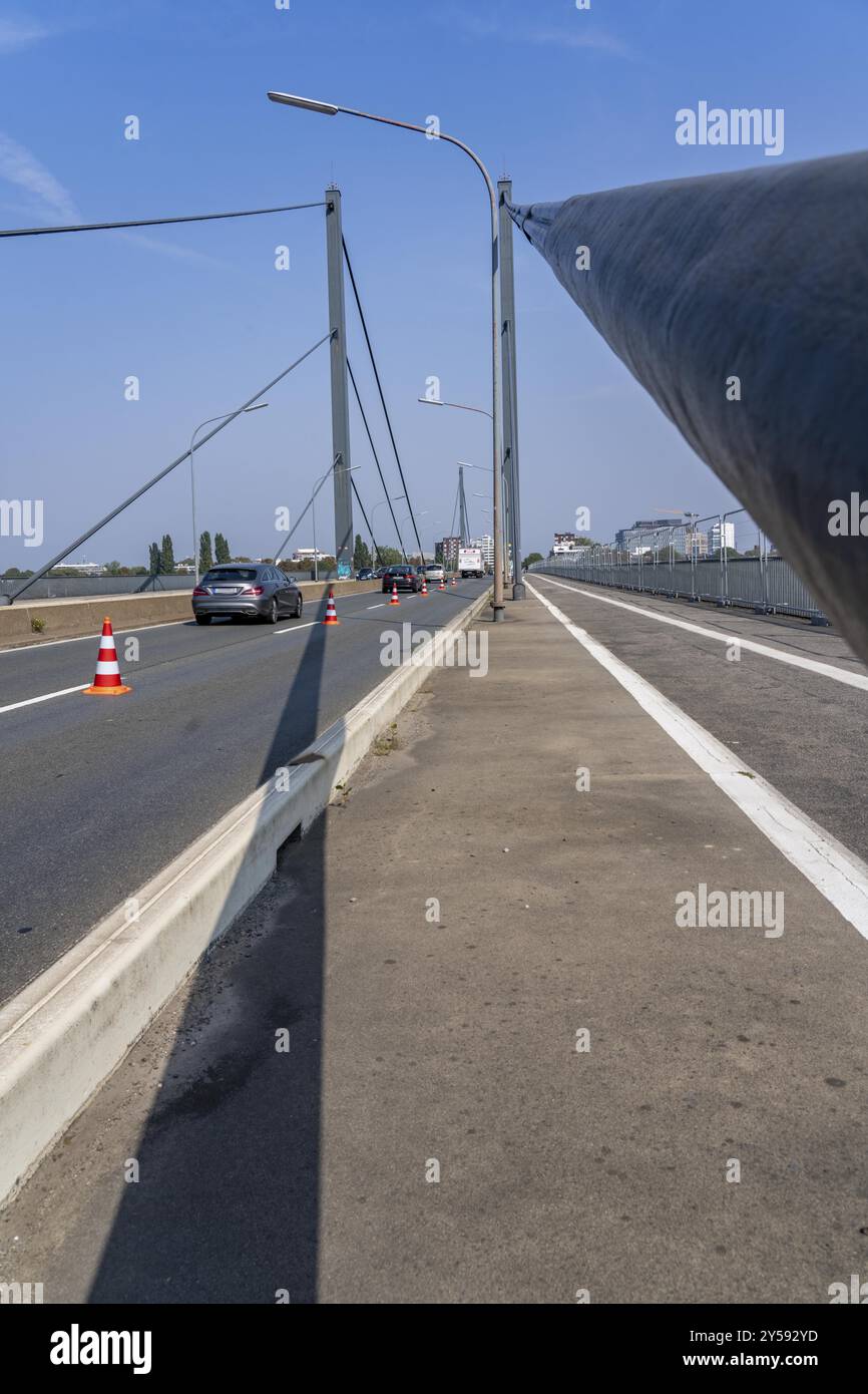 The Theodor-Heuss-Bridge, Rhine crossing, cable-stayed bridge, first ...