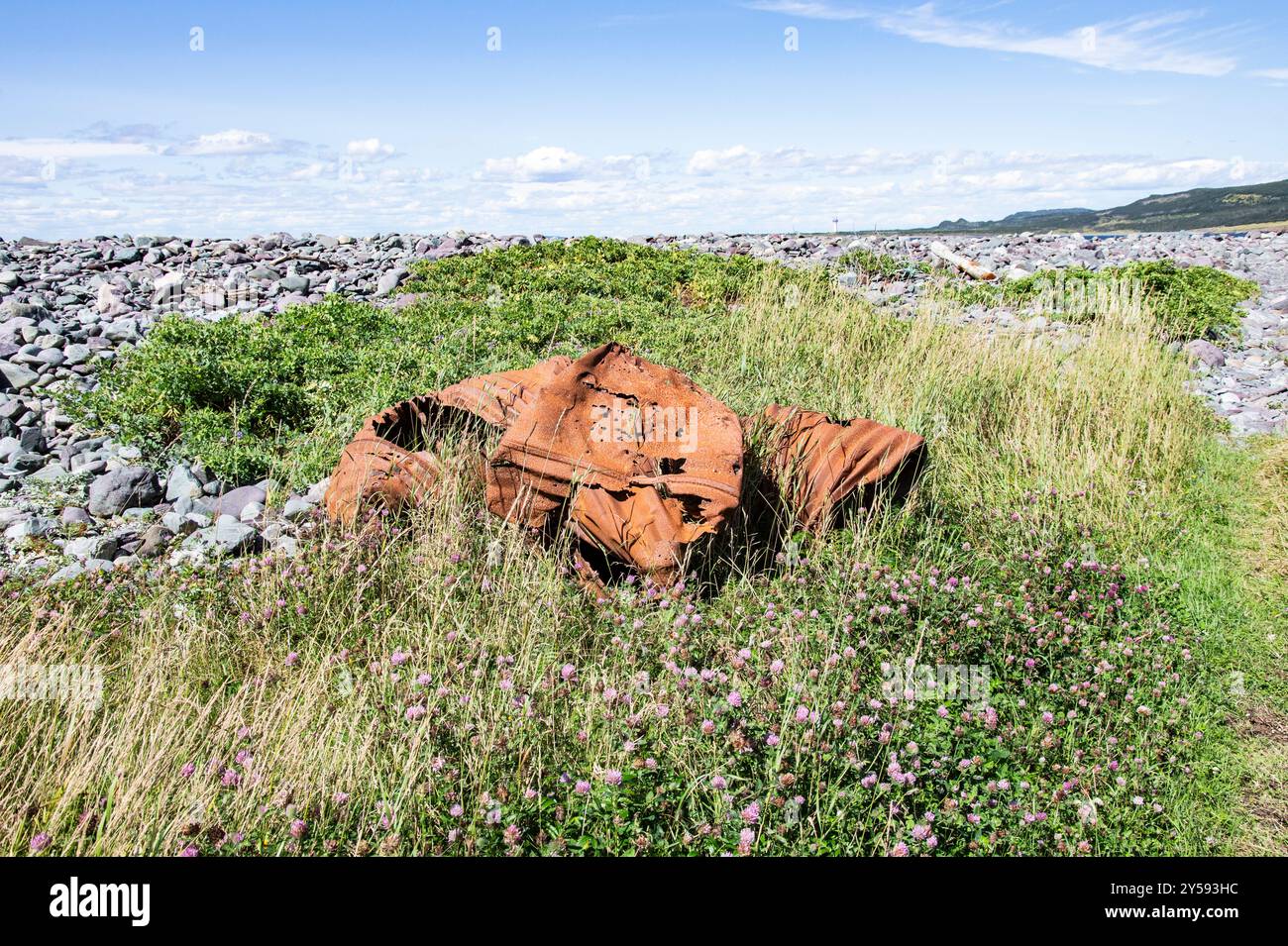 Rusty pipe discarded on the beach at Point Verde Lighthouse in ...