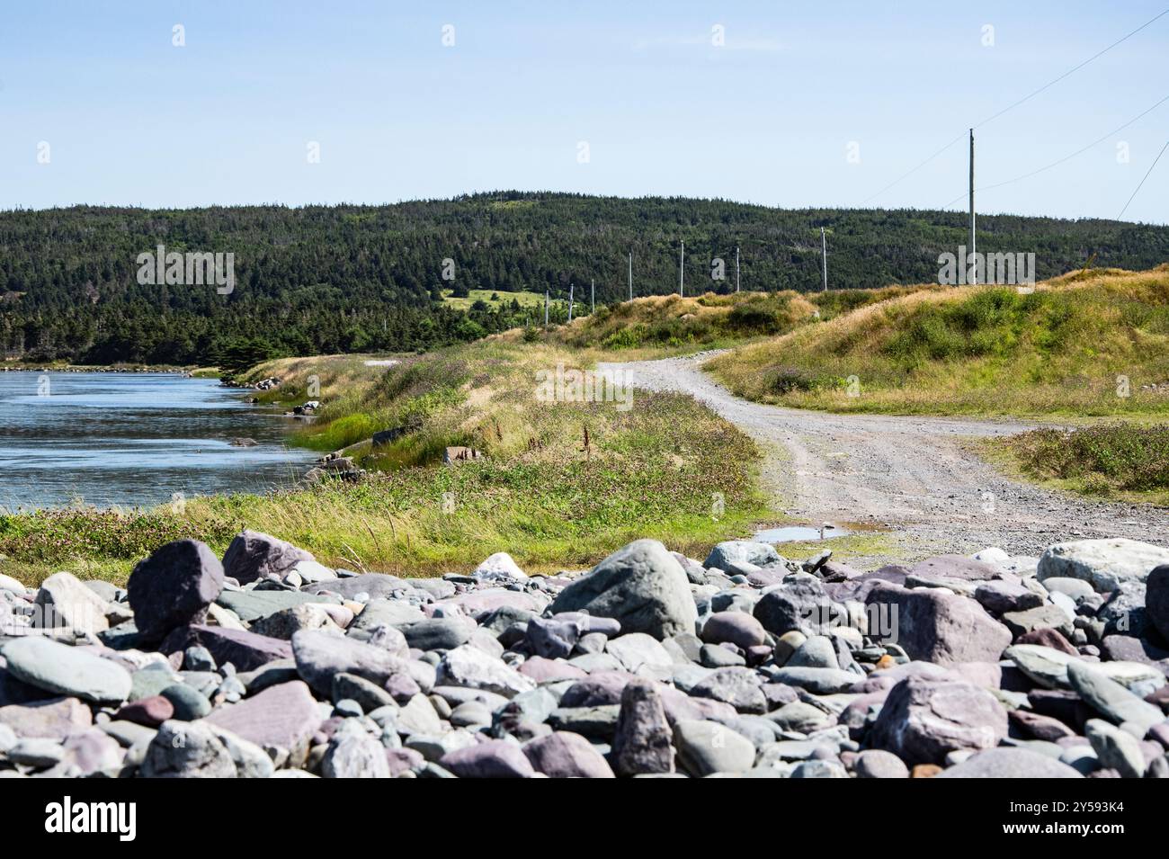 Rocky beach at Point Verde Lighthouse in Placentia, Newfoundland ...