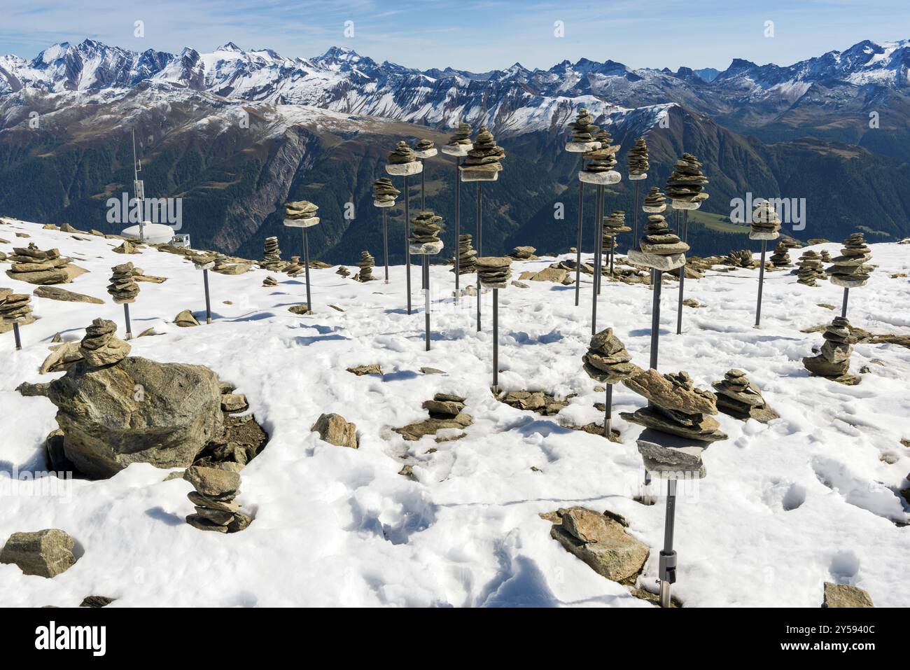 The power place with stone pyramids, esotericism, signs, meditation ...