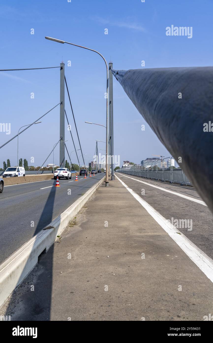 The Theodor-Heuss-Bridge, Rhine crossing, cable-stayed bridge, first ...