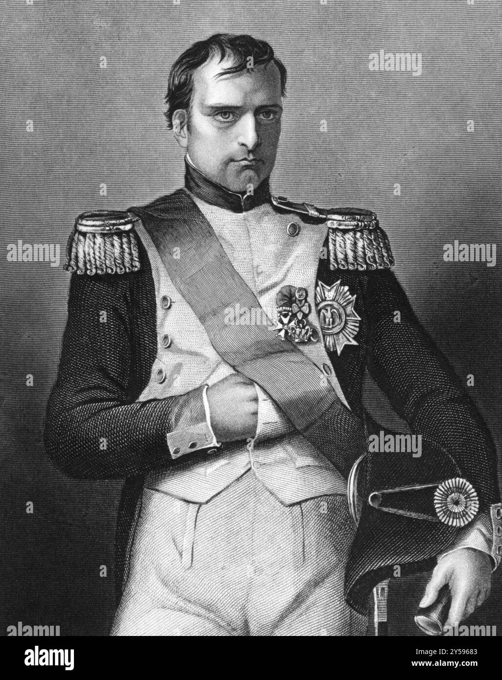 Napoleon Bonaparte (1769-1821) on engraving from 1800s. Emperor of ...