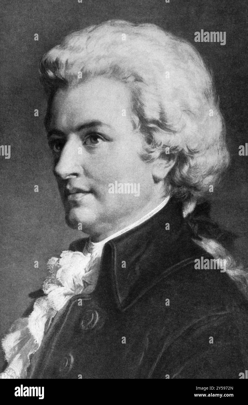 Wolfgang Amadeus Mozart (1756-1791) on engraving from 1908. One of the ...
