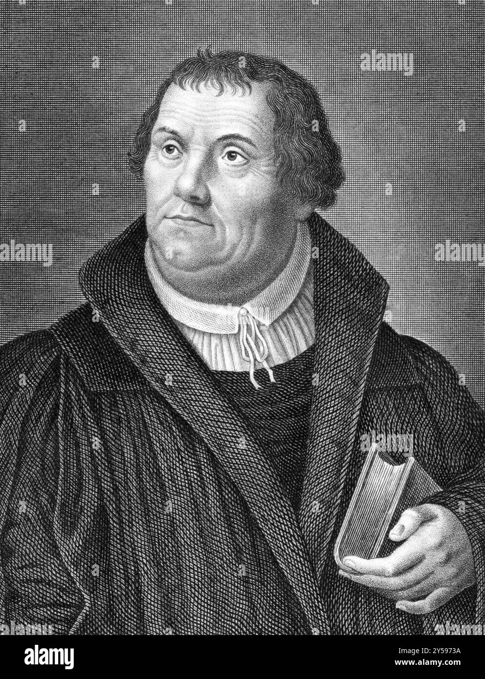 Martin Luther (1483-1546) on engraving from 1859. German monk, priest ...
