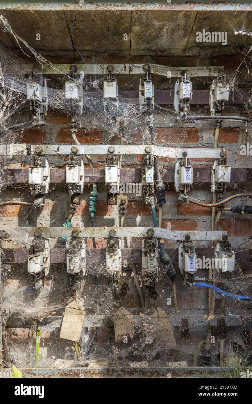Old masonry power distribution board Energy grid Stock Photo - Alamy