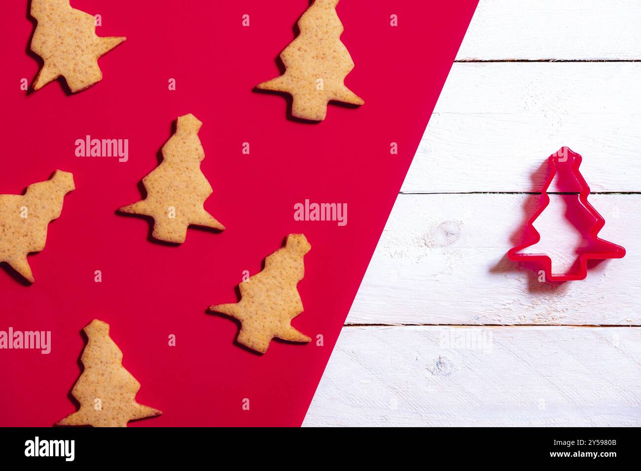 Christmas baking minimalist concept with honey and ginger cookies in ...
