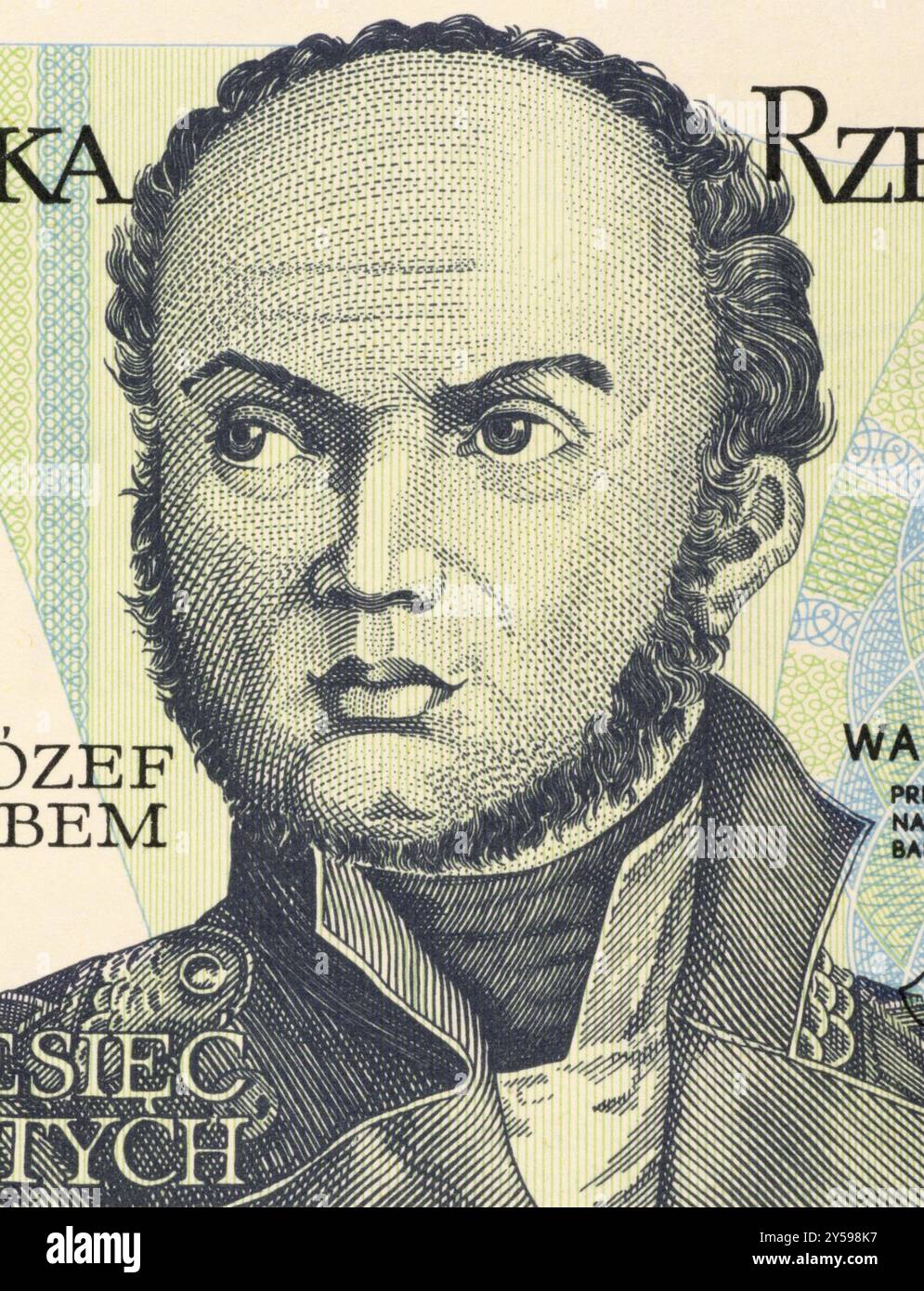 Josef Bem (1794-1850) on 10 Zlotych 1982 Banknote from Poland. Polish ...