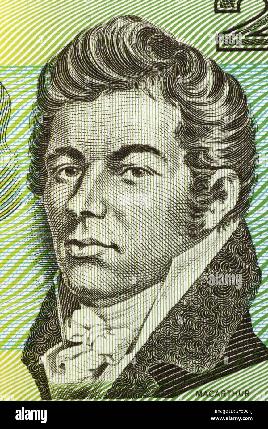 John Macarthur (1767-1834) on 2 Dollars 1966 banknote from Australia ...