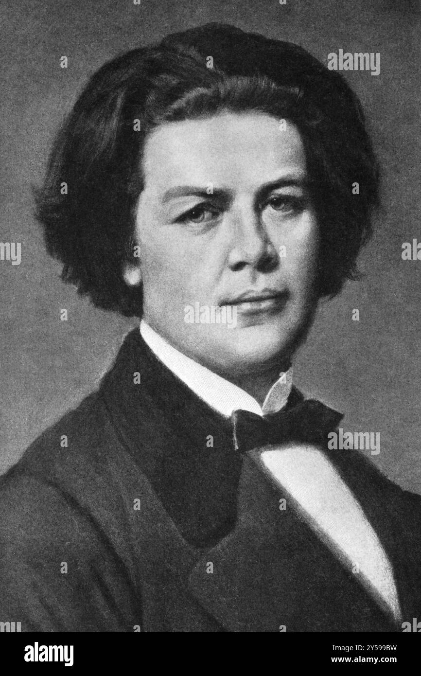 Anton Rubinstein (1829-1894) on engraving from 1908. Russian pianist ...